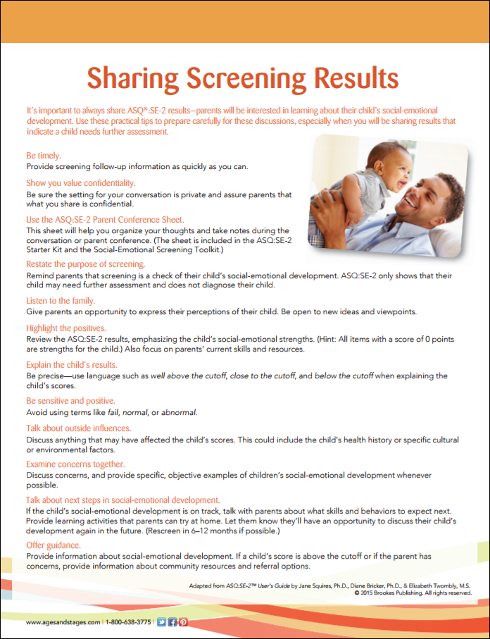 Sharing ASQ SE 2 Screening Results With Families Ages And Stages Sharing ASQ SE 2 Screening Results With Families Ages And Stages