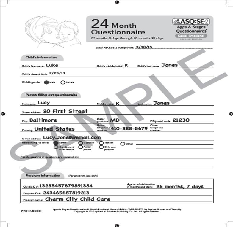 ASQ:SE-2 24-month questionnaire - Ages and Stages